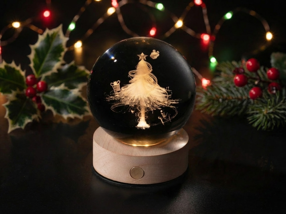 [How To] 3D Inner Engraved Christmas Tree Crystal Ball with LED Light ...