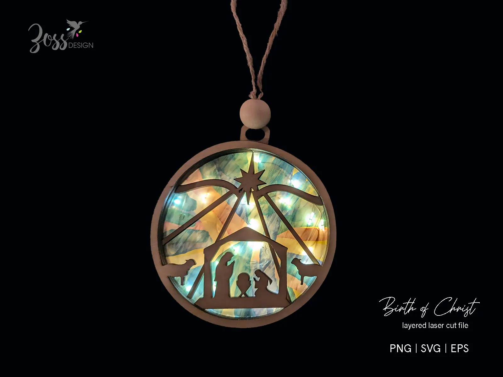 Layered Laser Cut Birth of Christ Ornament with LED Lights | Ready to ...