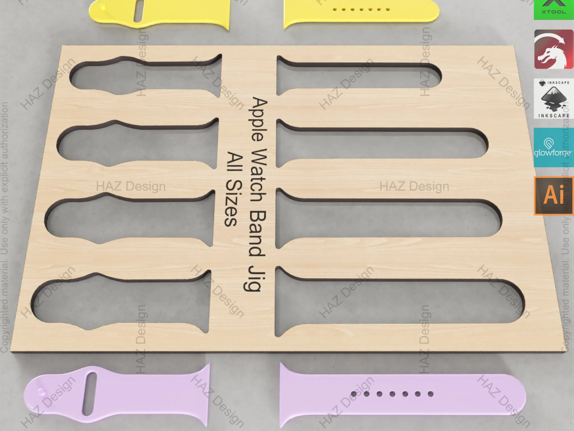 Laser cut and engrave | Laser Ready Apple Watch Band Jig Template ...