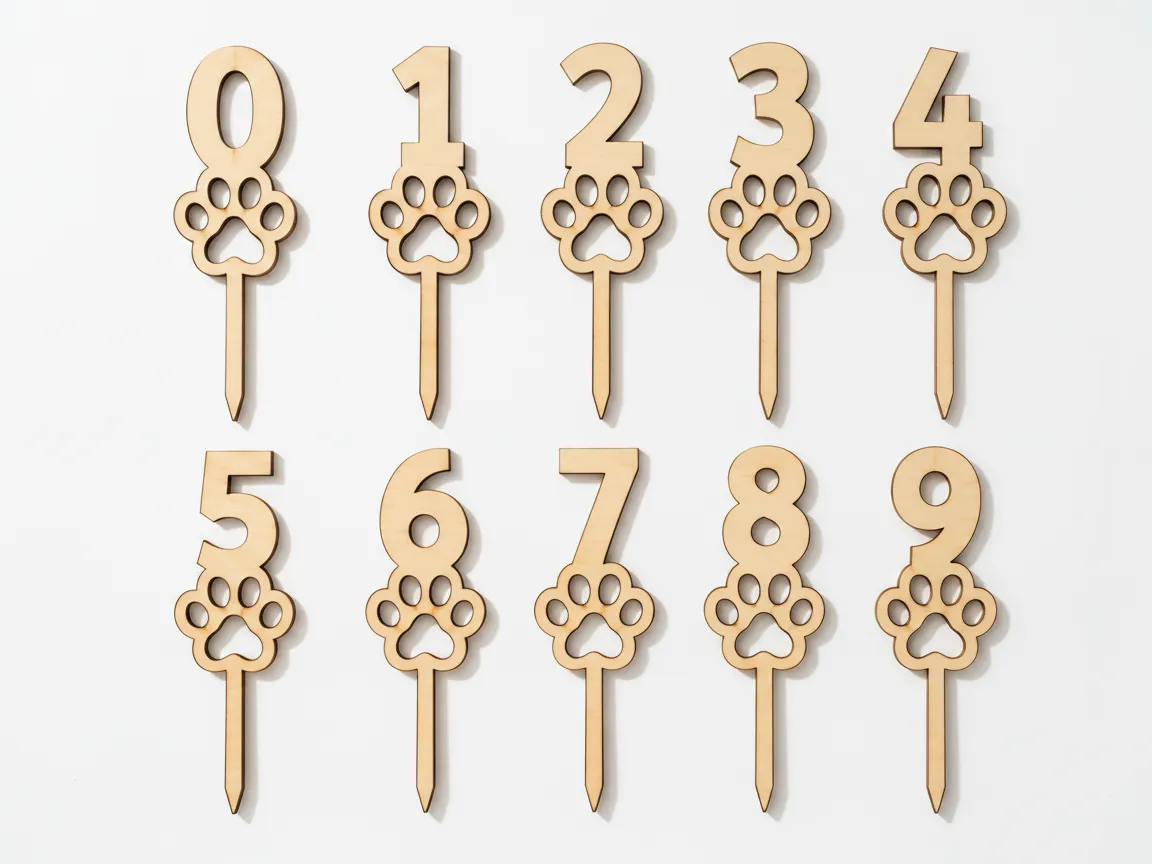 Dog Number Cake Topper SVG Bundle | Puppy Birthday Topper Set | Paw ...