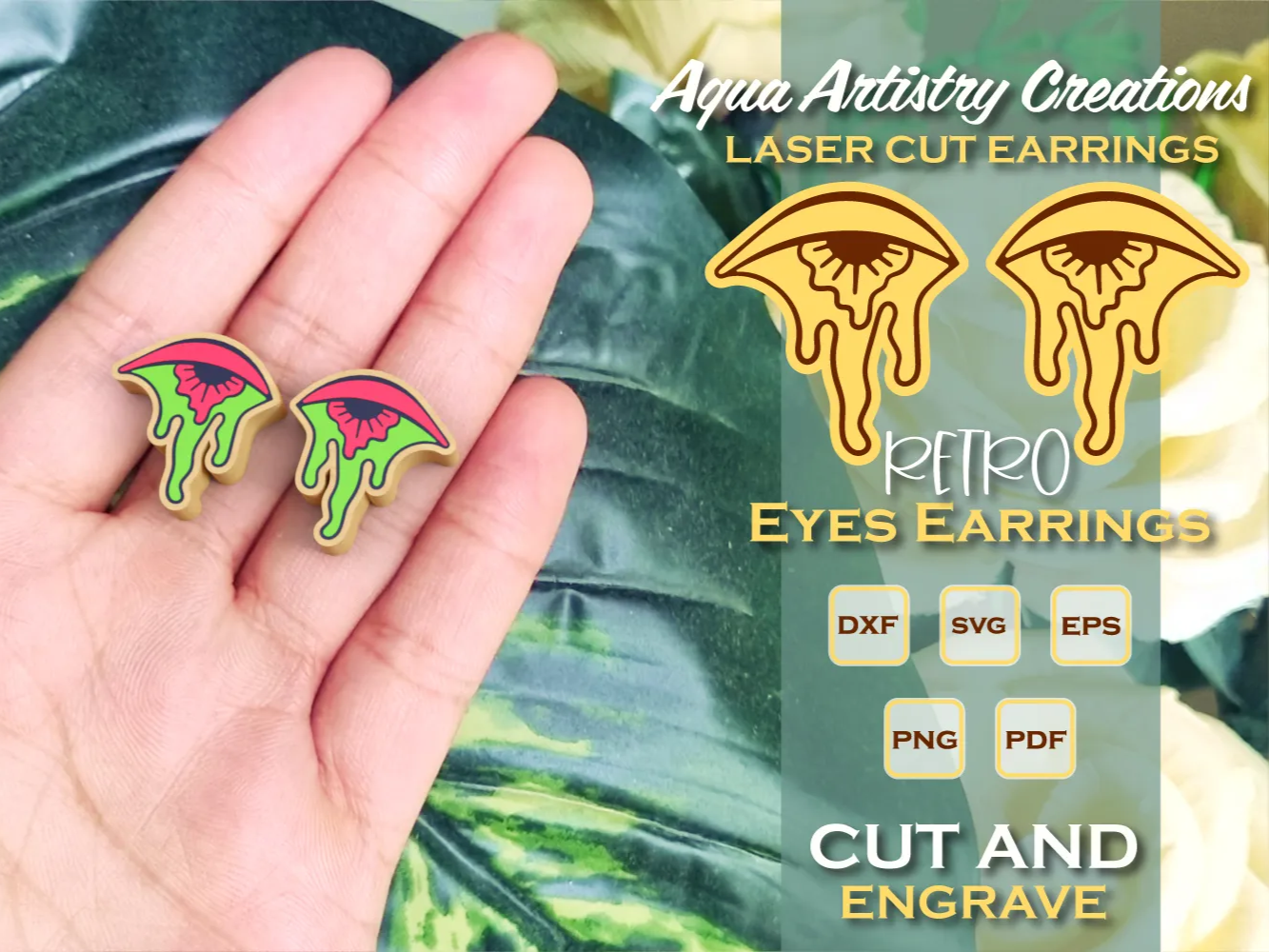 Laser cut and engrave | Laser Cut Retro Eyes Earrings by Aqua Artistry ...