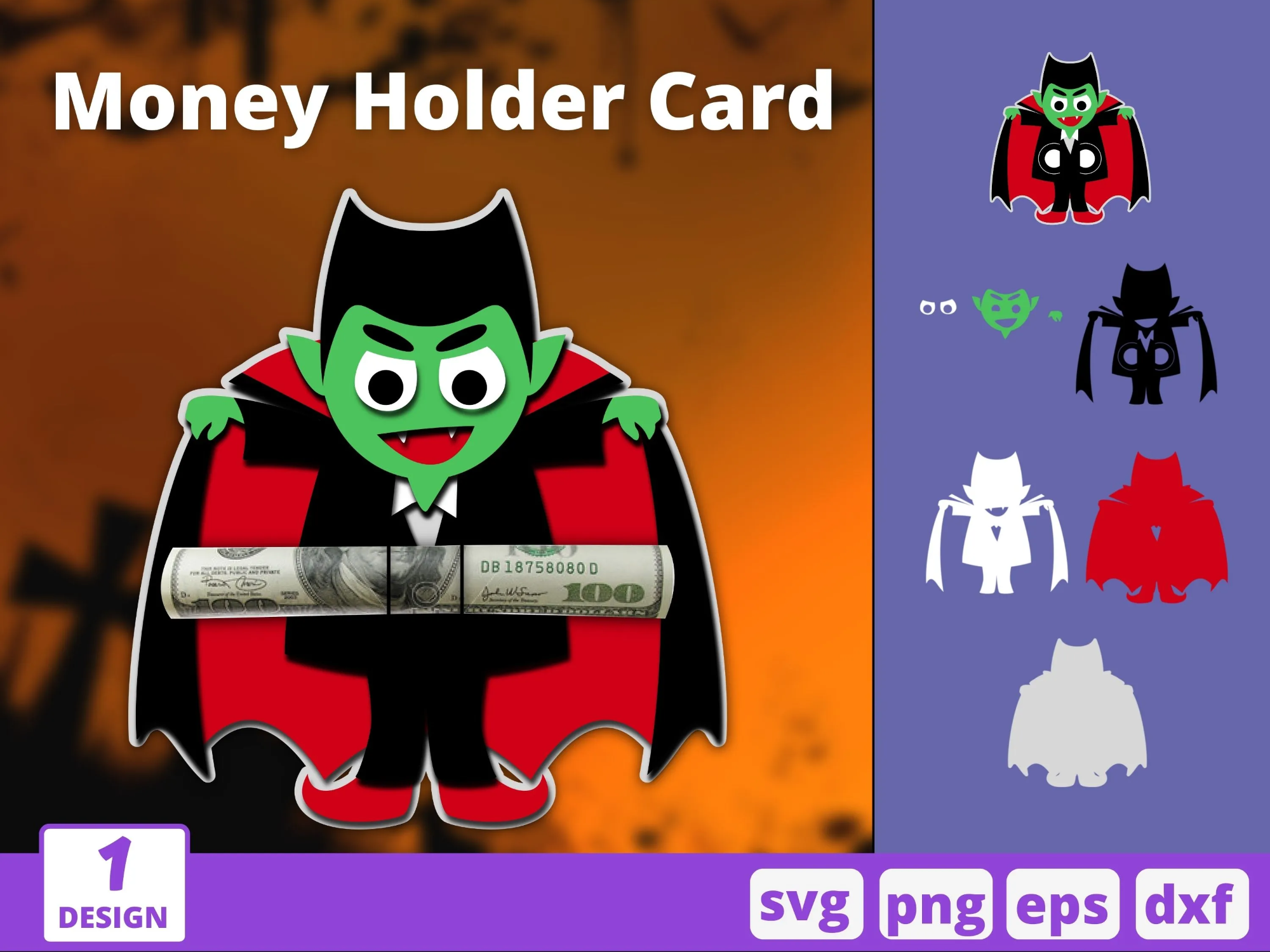 Laser cut and engrave | Halloween Vampire Money Holder Card SVG | Ready ...