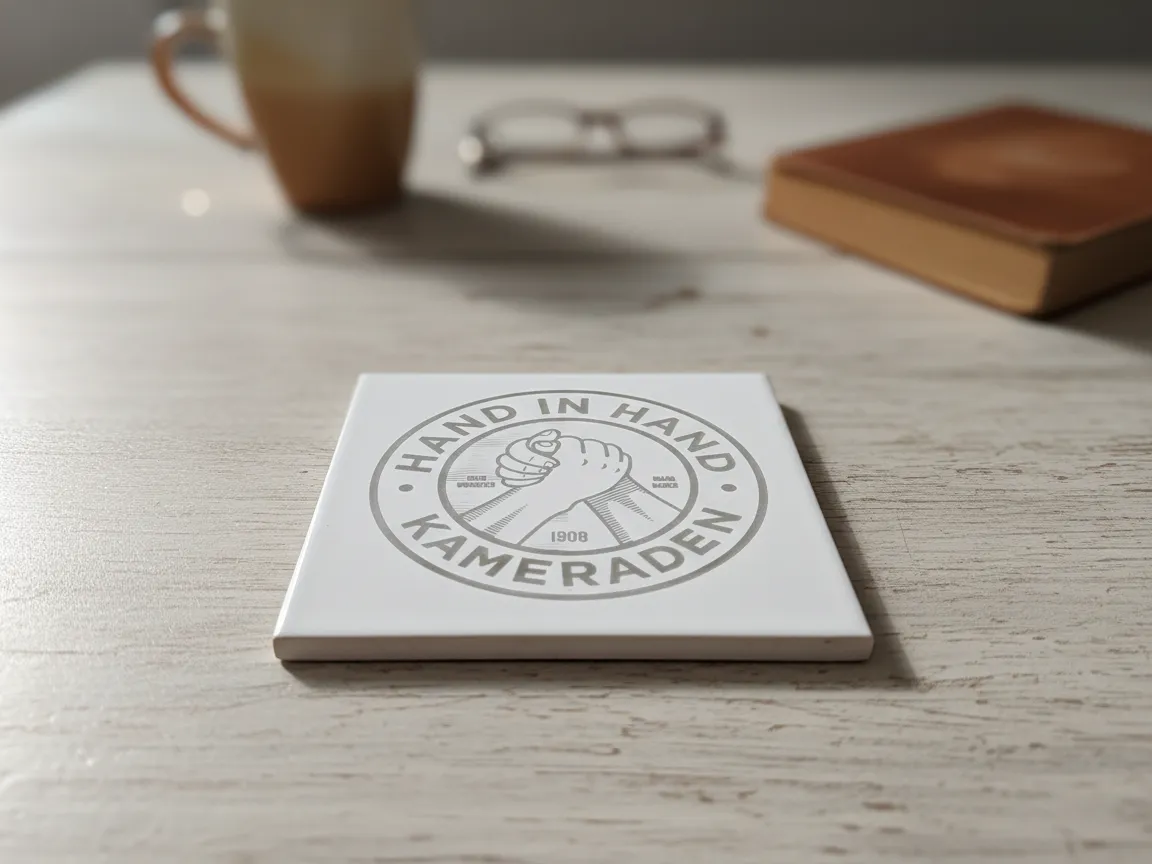 Laser Engraved Ceramic Coaster with Hand in Hand Design | Free Files ...