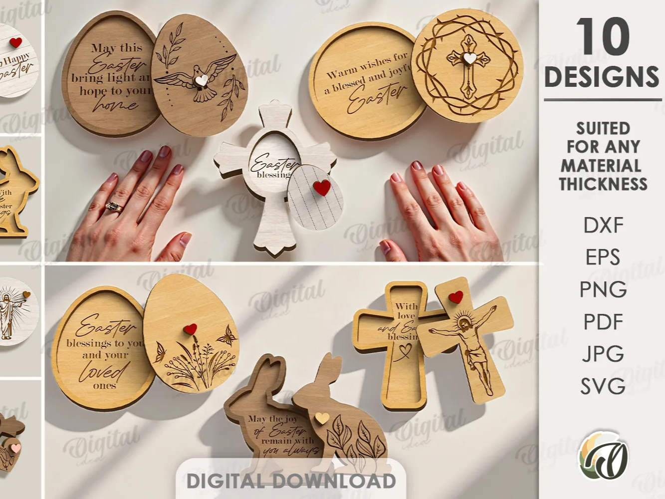 3D Easter cards bundle. Easter card laser cut files. Wooden greeting ...
