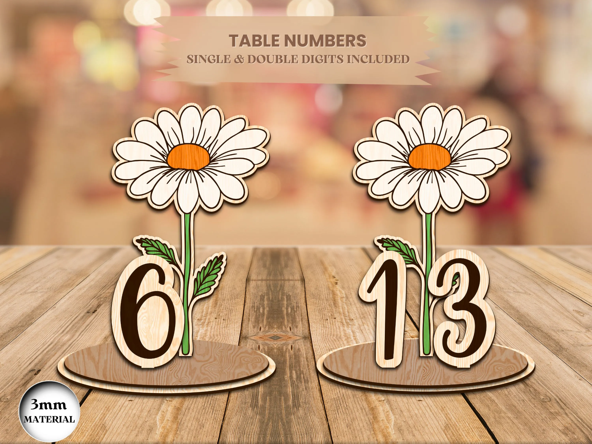 Chamomile Table Numbers Laser Cut | Ready to Use Files - Atomm