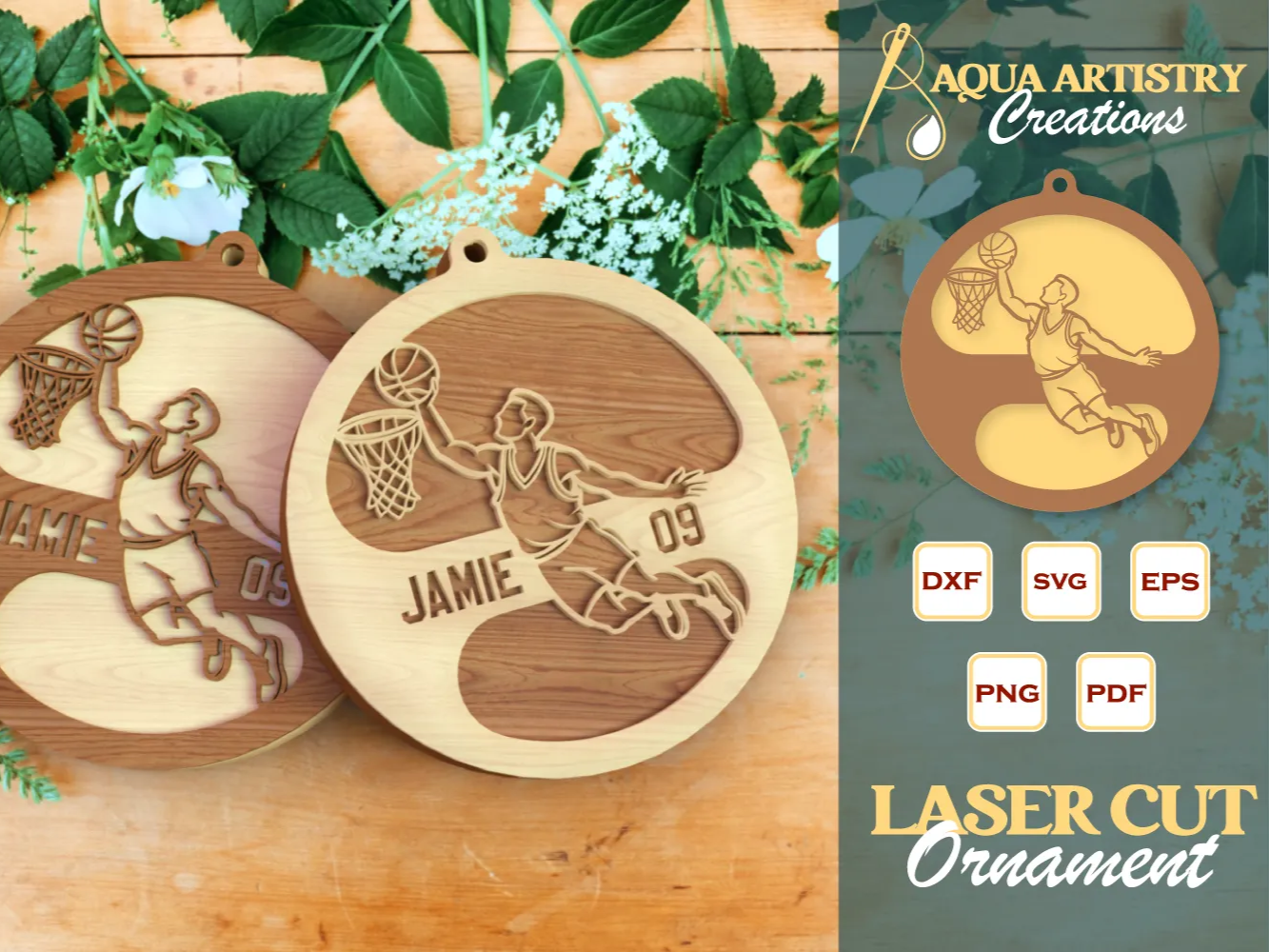 Laser Cut Basketball Player Wooden Ornament with Custom Name | Ready to ...