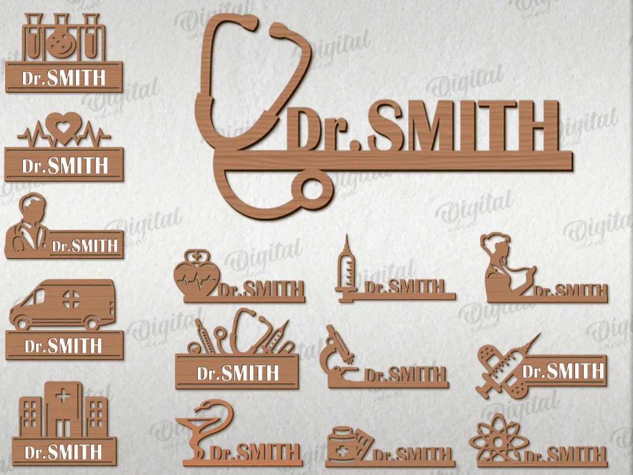 Laser cut and engrave | Personalized Doctor Sign bundle laser cut ...