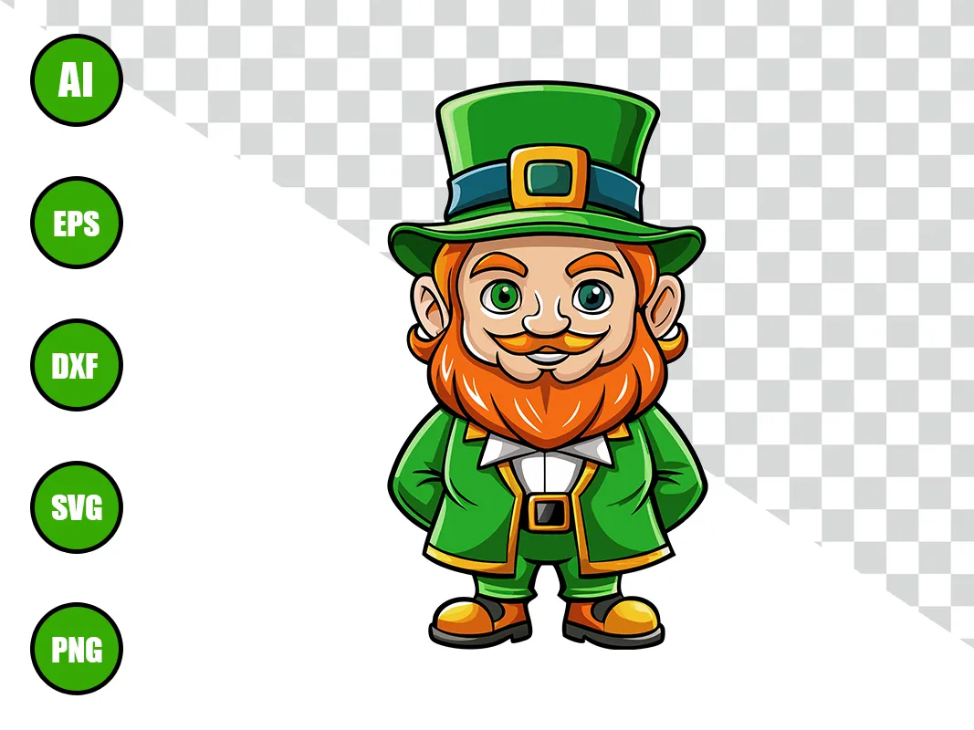 Laser cut and engrave | Cartoon Leprechaun Vector Illustration | Ready ...