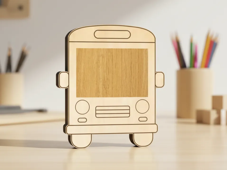 Wooden Bus Shaped Picture Frame | Laser Cut Pattern | SVG, DXF, EPS, AI ...