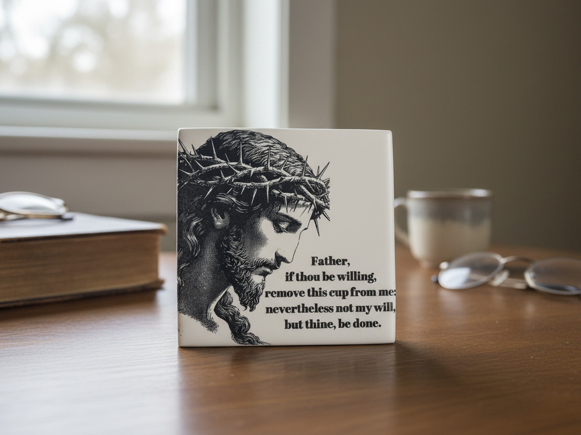 4x4 white engraved Tile with Jesus praying. | Free Files - Atomm