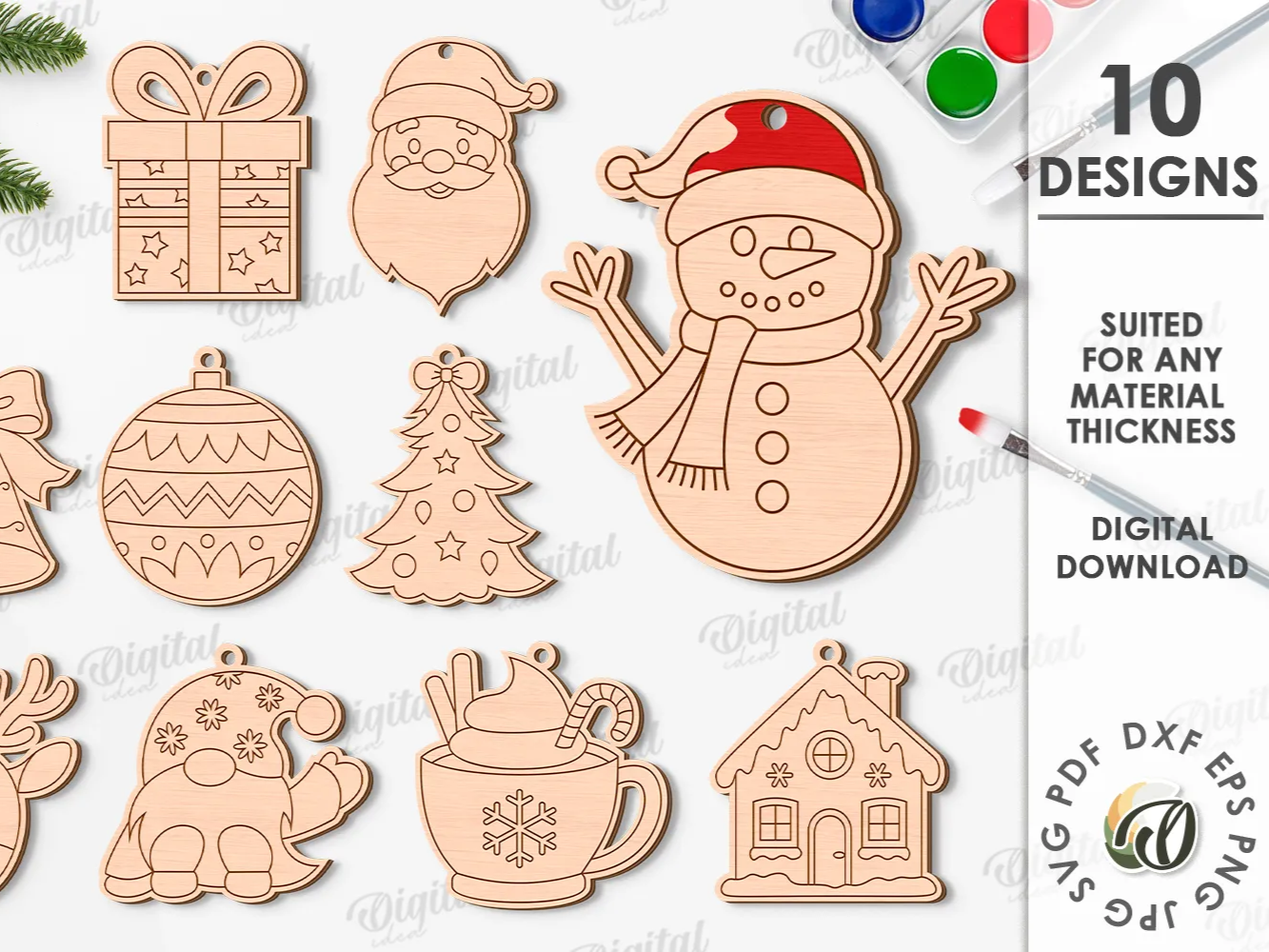 Christmas paintable ornaments bundle. Paint ornament laser cut. Wooden ...