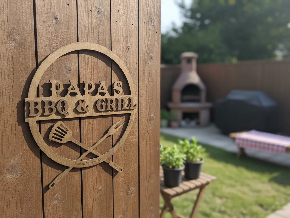 Personalized Laser Cut BBQ & Grill Sign | Custom Family Name Sign ...