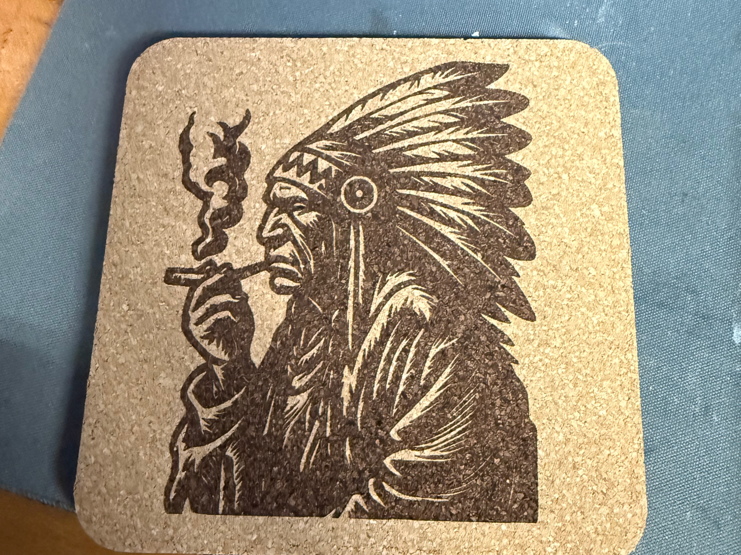 Laser cut and engrave | Native American cork coaster | Free Files - Atomm
