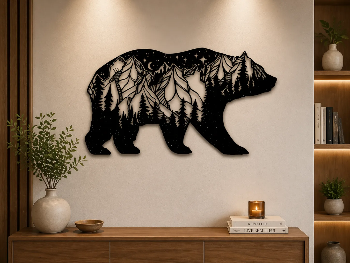 Bear Mountain Forest Wall Art SVG – Nature Wildlife Silhouette (Digital ...