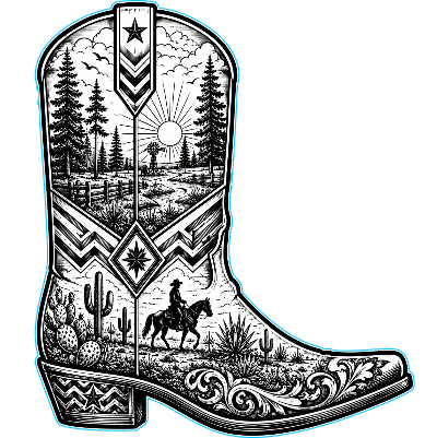 Western Boot Scenic Cut and Engrave | Free Files - Atomm