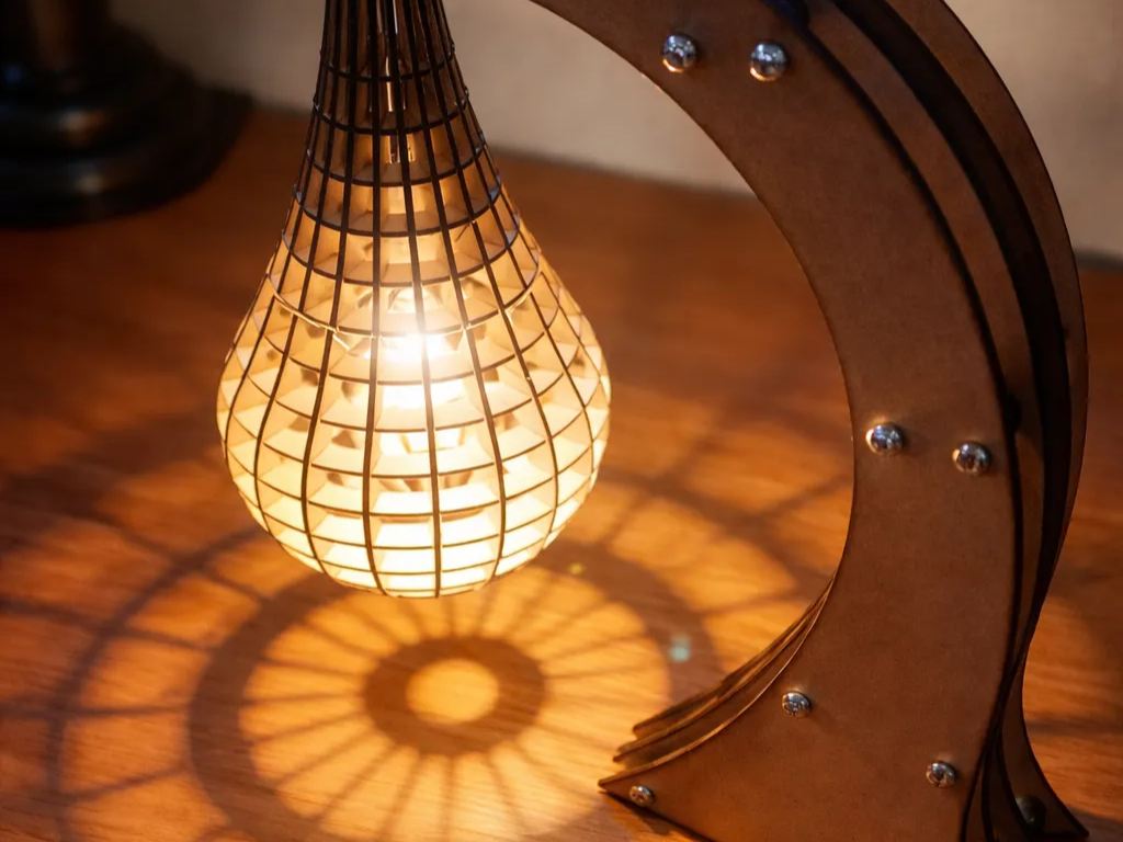 Geometric teardrop shaped table lamp with warm ambient lighting | Free ...