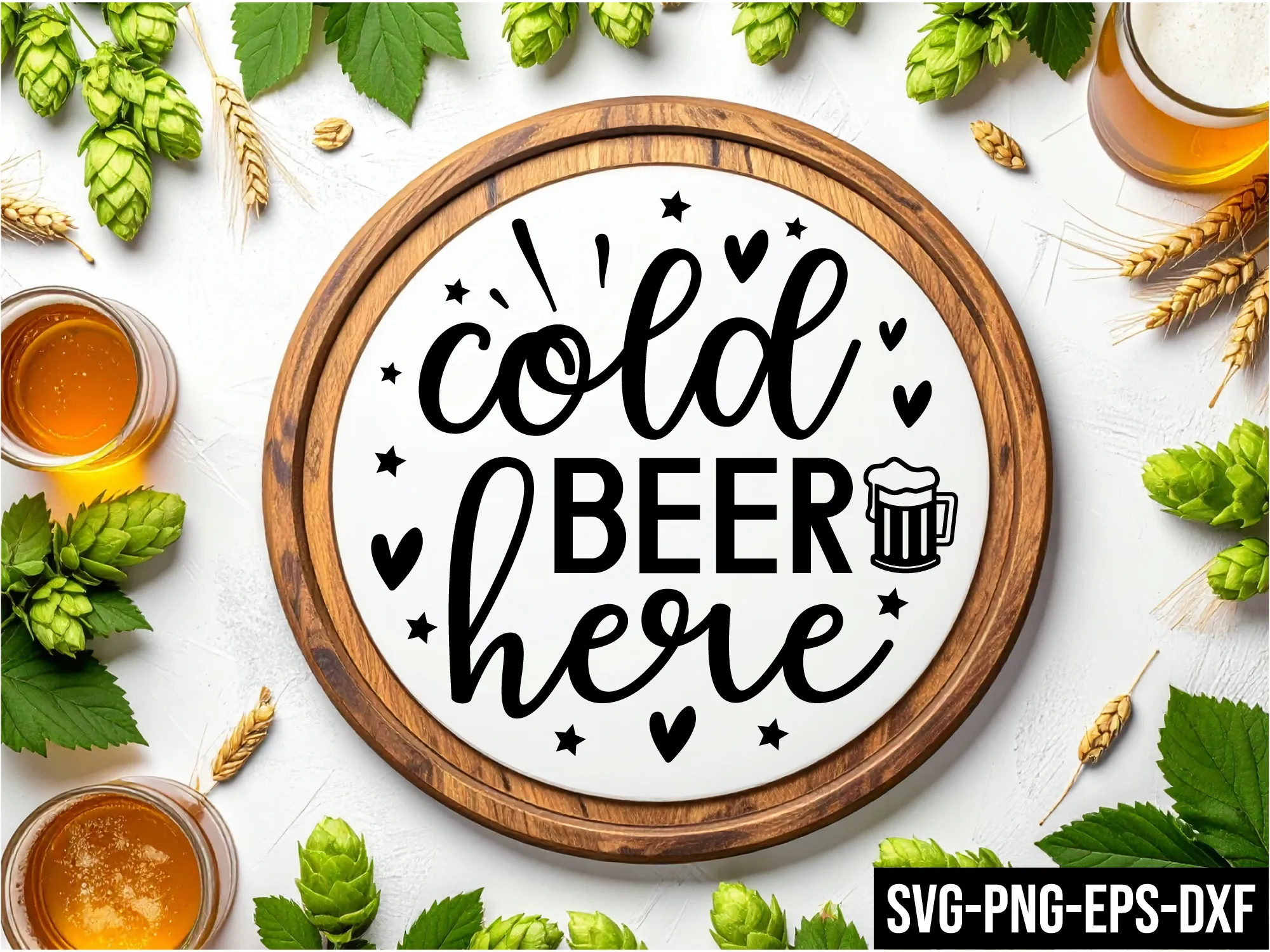 Laser cut and engrave | Laser Cut Wooden Cold Beer Here Round Wall Sign ...