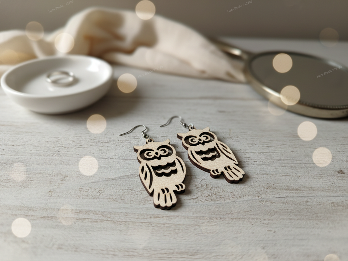 Owl Shaped Wooden Dangle Earrings | Free Files - Atomm
