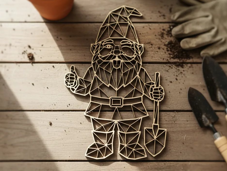 Laser Cut Geometric Garden Gnome Wall Art Decoration | Ready to Use ...