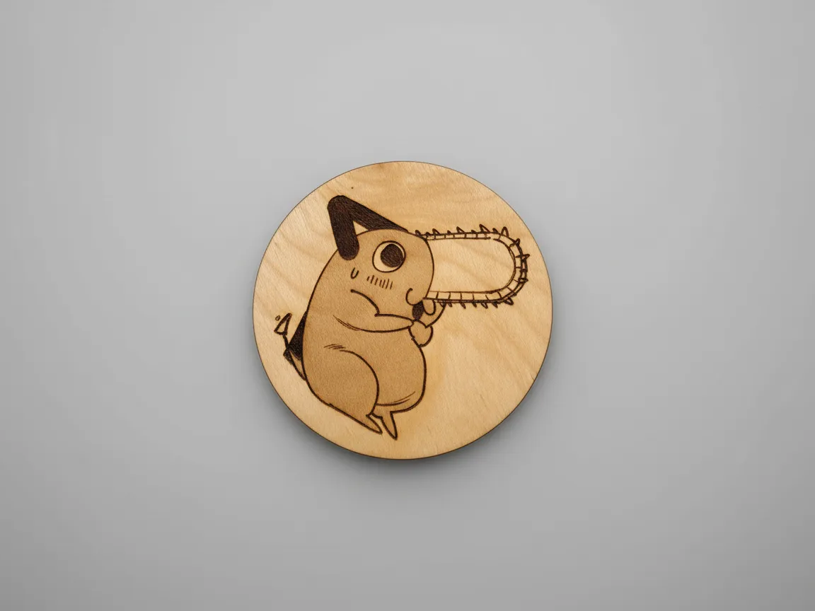 Pochita Chainsaw Man Wooden Round Coaster | Free Files - Atomm