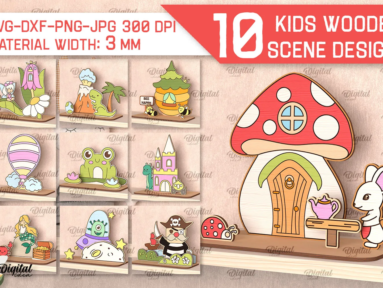 Kids wooden scenes bundle laser cut. 3D Wooden Baby scene. Baby nursery ...