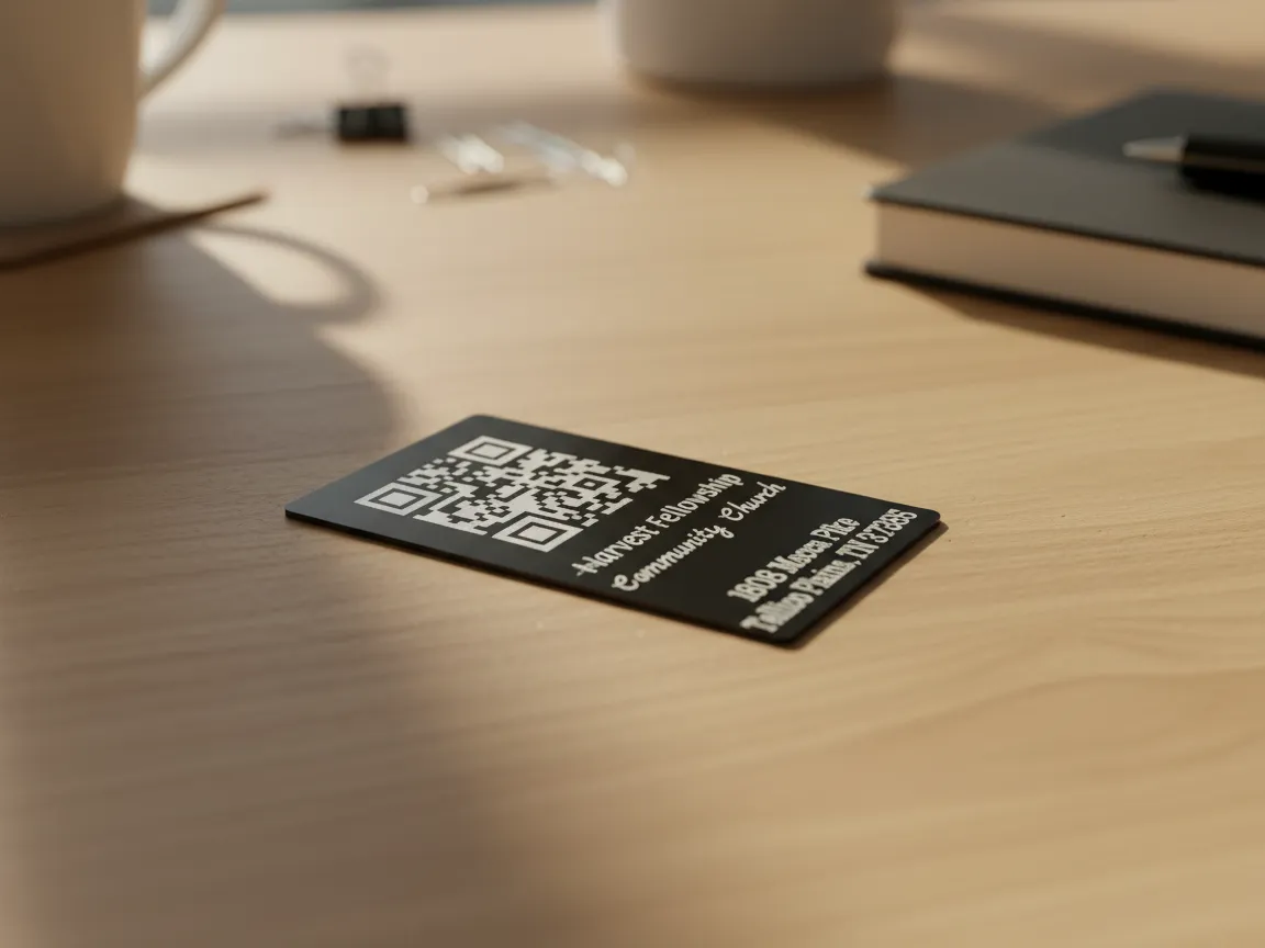 Laser cut and engrave | Laser Engraved Black Metal QR Code Business ...