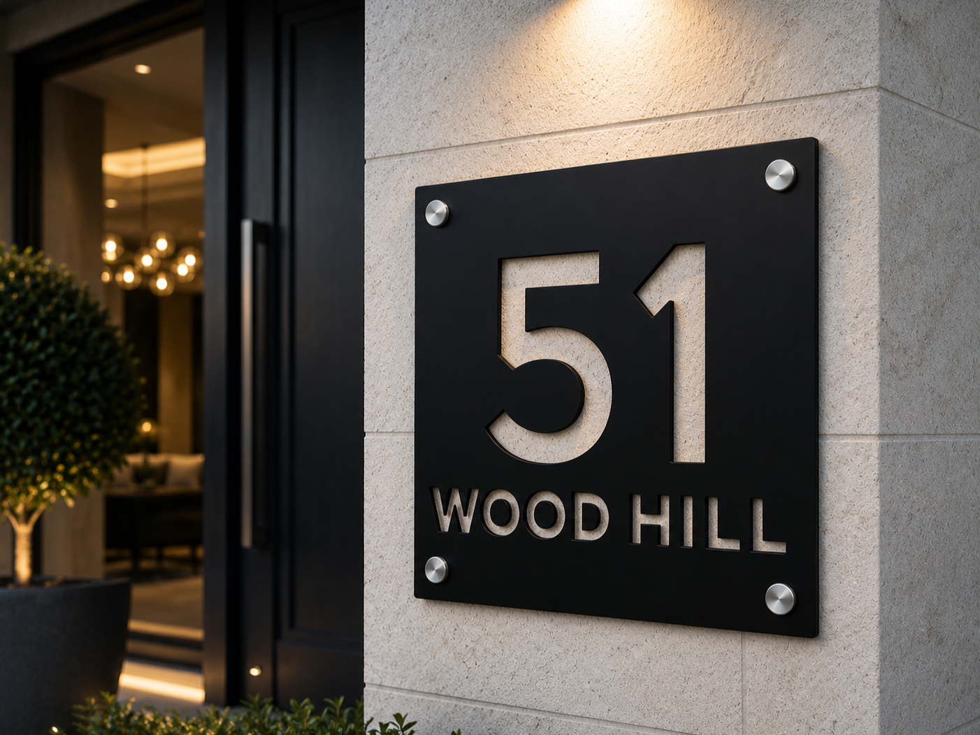 Modern Black House Number Plaque 51 Wood Hill | Free Files - Atomm