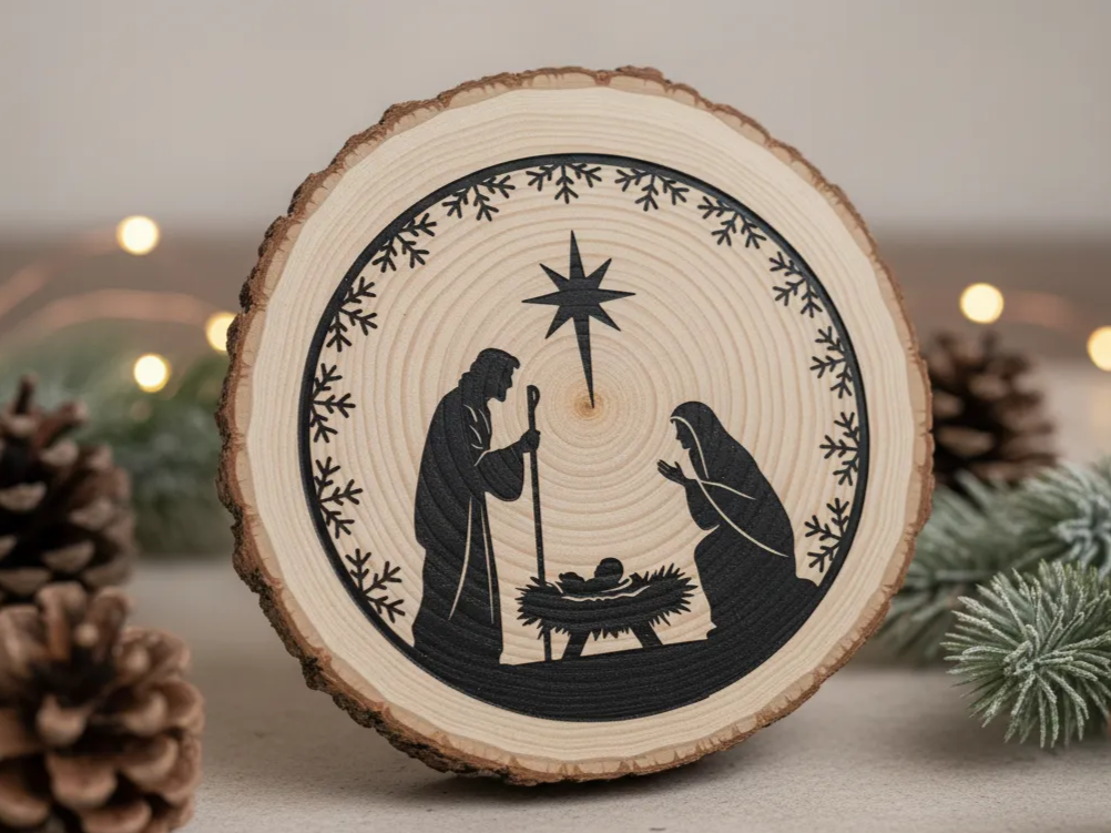 Laser Engraved Wooden Nativity Scene Christmas Ornament | Free Files ...