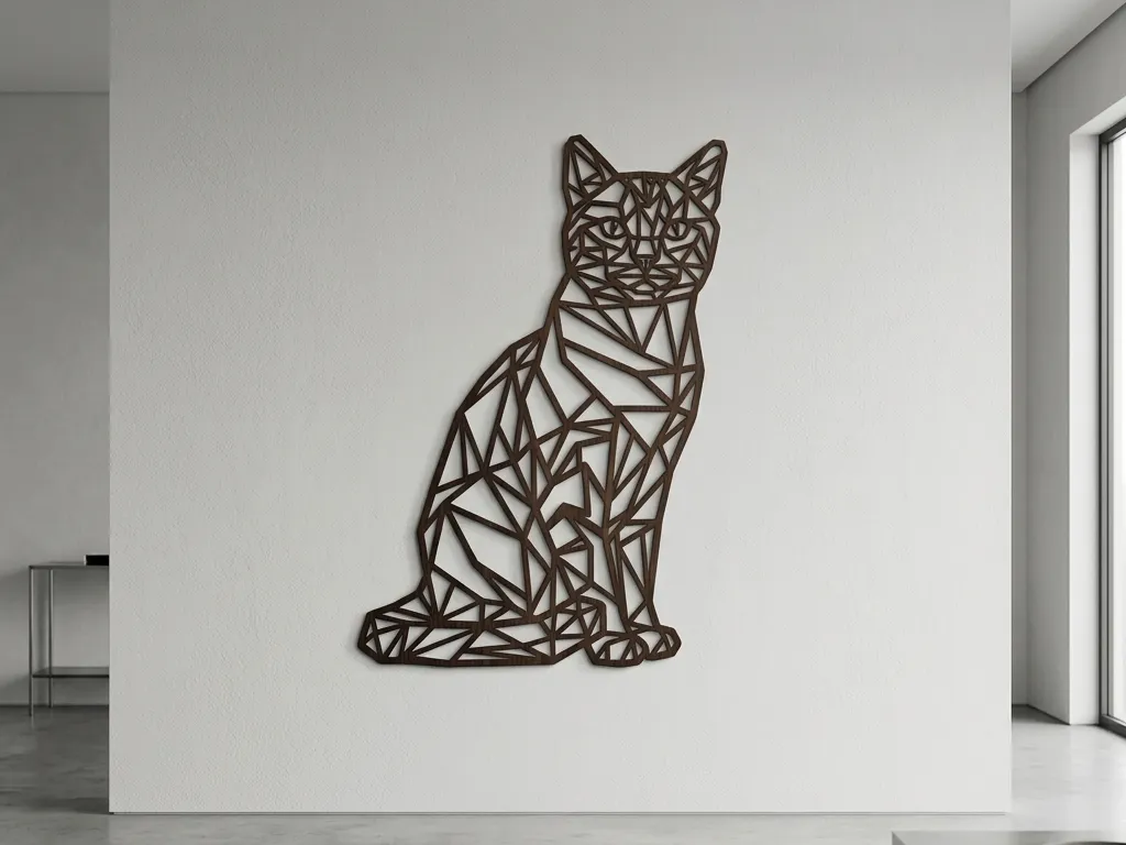 Cat Sitting Wall Art SVG | Laser Cut File | Geometric Cat Silhouette ...