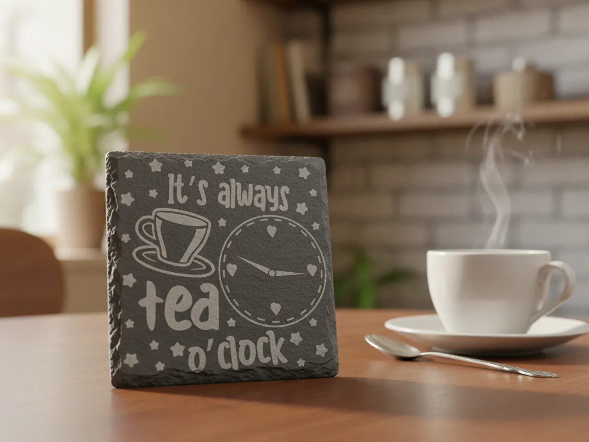 Laser cut and engrave | Laser Engraved Slate Sign It's Always Tea O ...