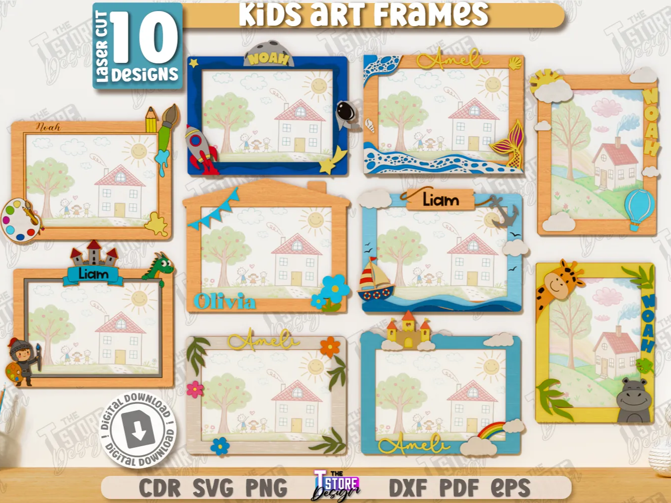 Kids Art Frames Laser Cut Bundle. Children's Drawing Frames. Kids ...