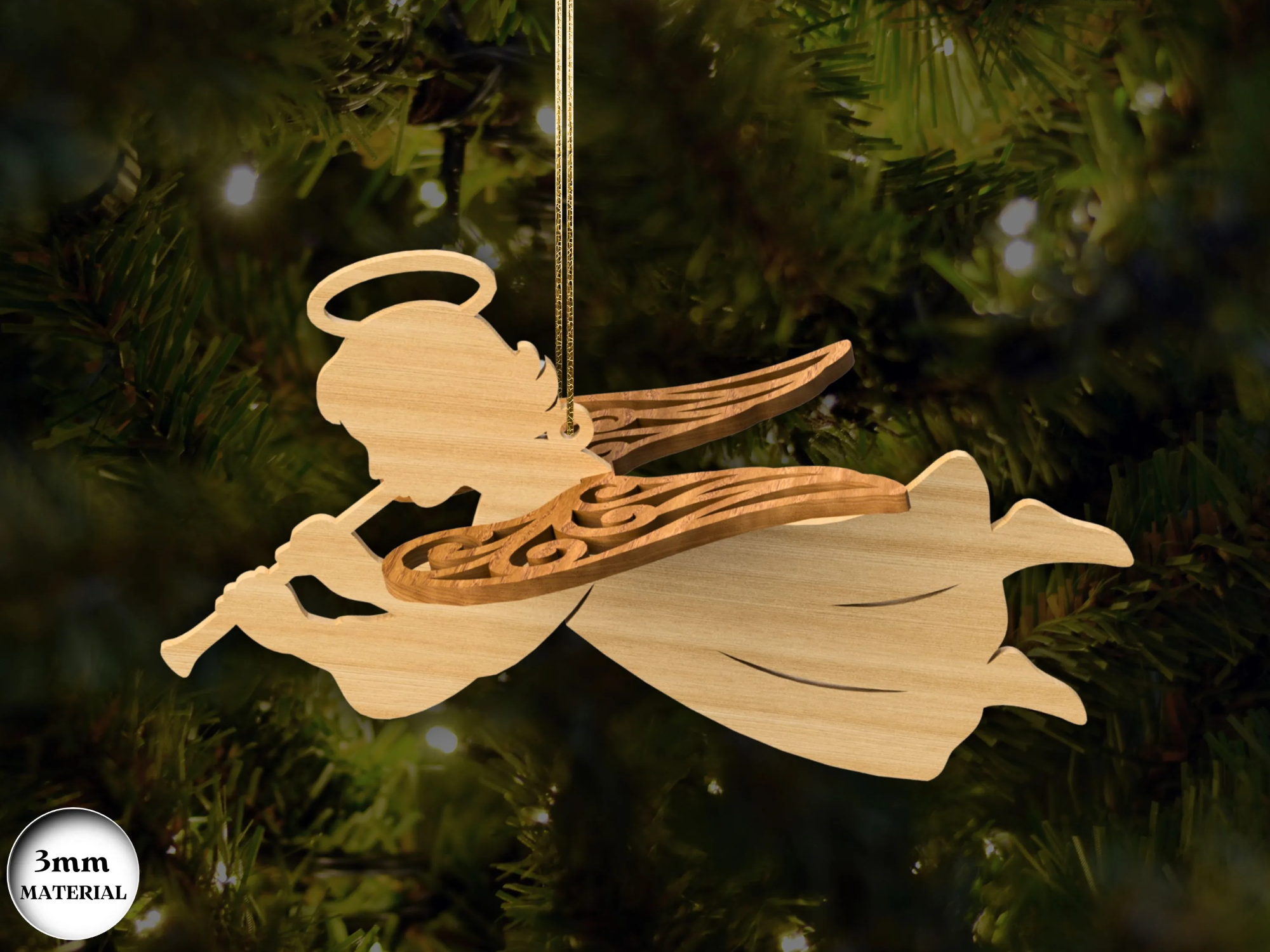 3D Christmas Angel Ornament Laser Cut | Ready to Use Files - Atomm
