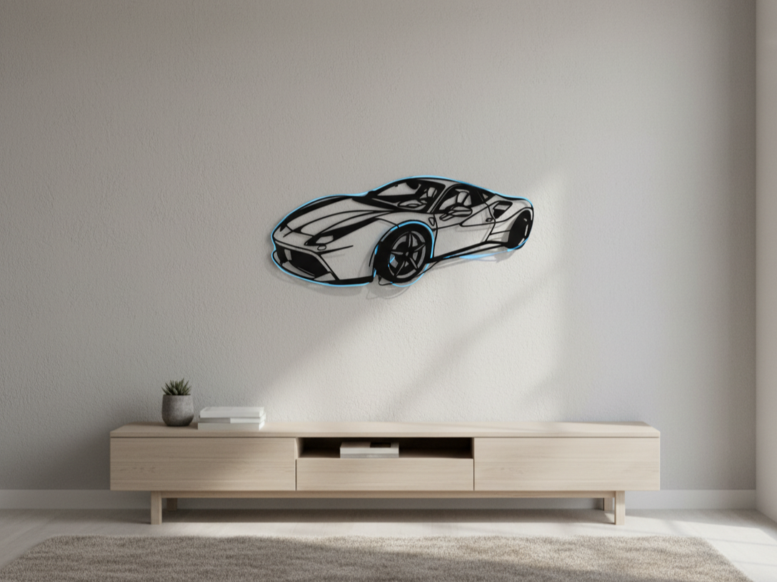 Laser Cut Custom Sports Car Wall Art Decor | Free Files - Atomm