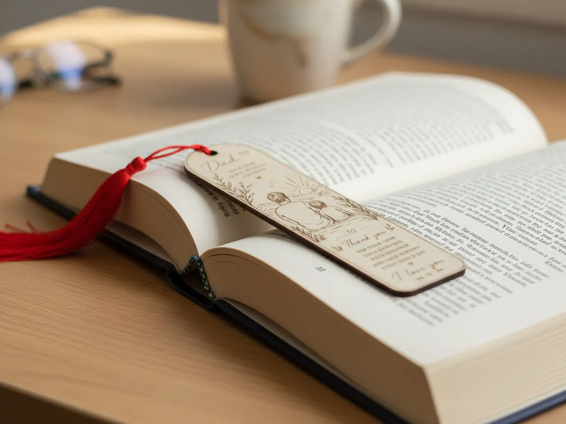 Father's Day Wooden Bookmark – English & French Versions | Laser ...
