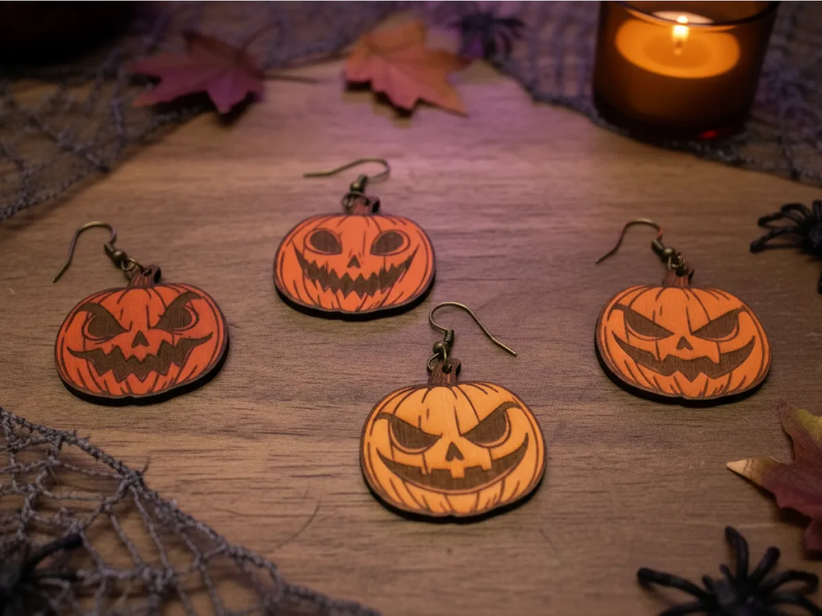 Halloween Pumpkin Earrings Template — One-Click Cut | Free Files - Atomm