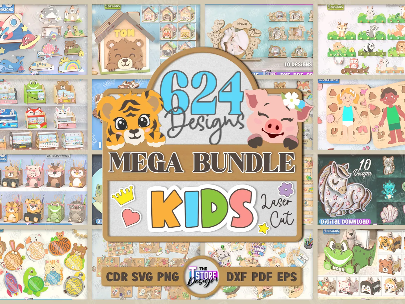624 Kids Mega Bundle Laser Cut, Baby&Children SVG, Nursery Decor, Cute ...