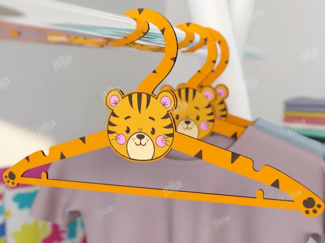 Tiger Laser Cut Kids Hanger. Kids Laser. Clothes Hanger SVG. Cute Tiger ...