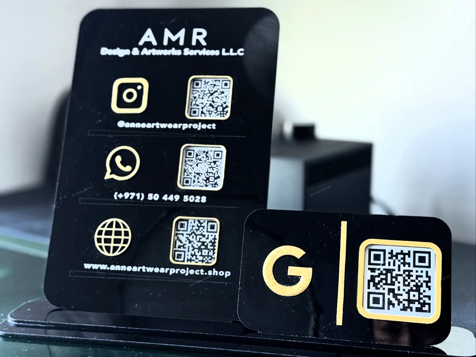 Laser Cut Black Acrylic Business Stand with QR Codes | Free Files - Atomm