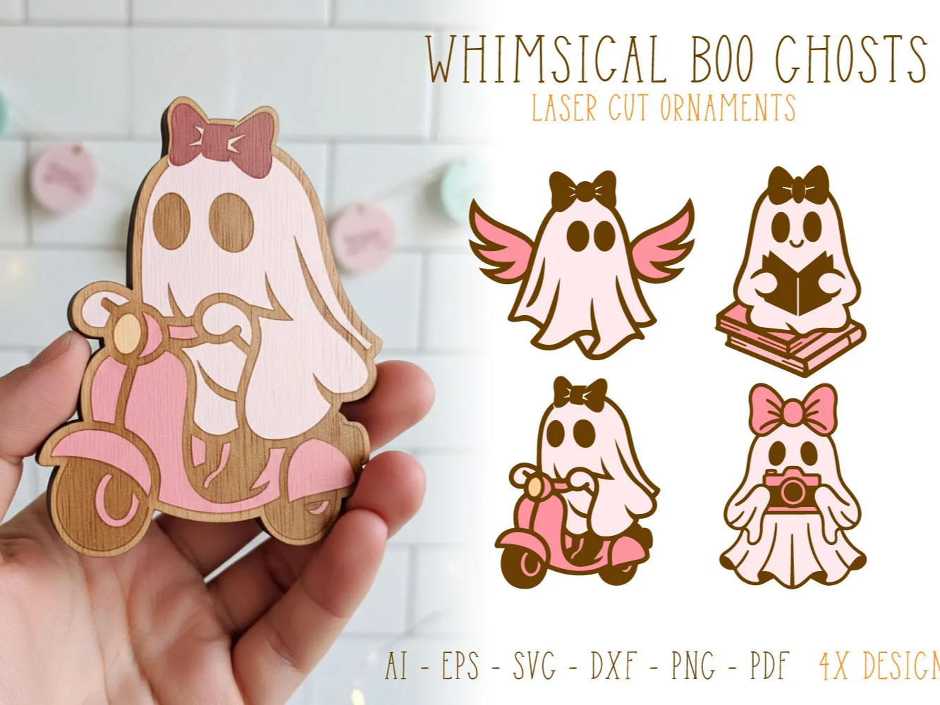 Laser cut and engrave | Whimsical Boo Ghosts Laser Cut Wooden Halloween ...