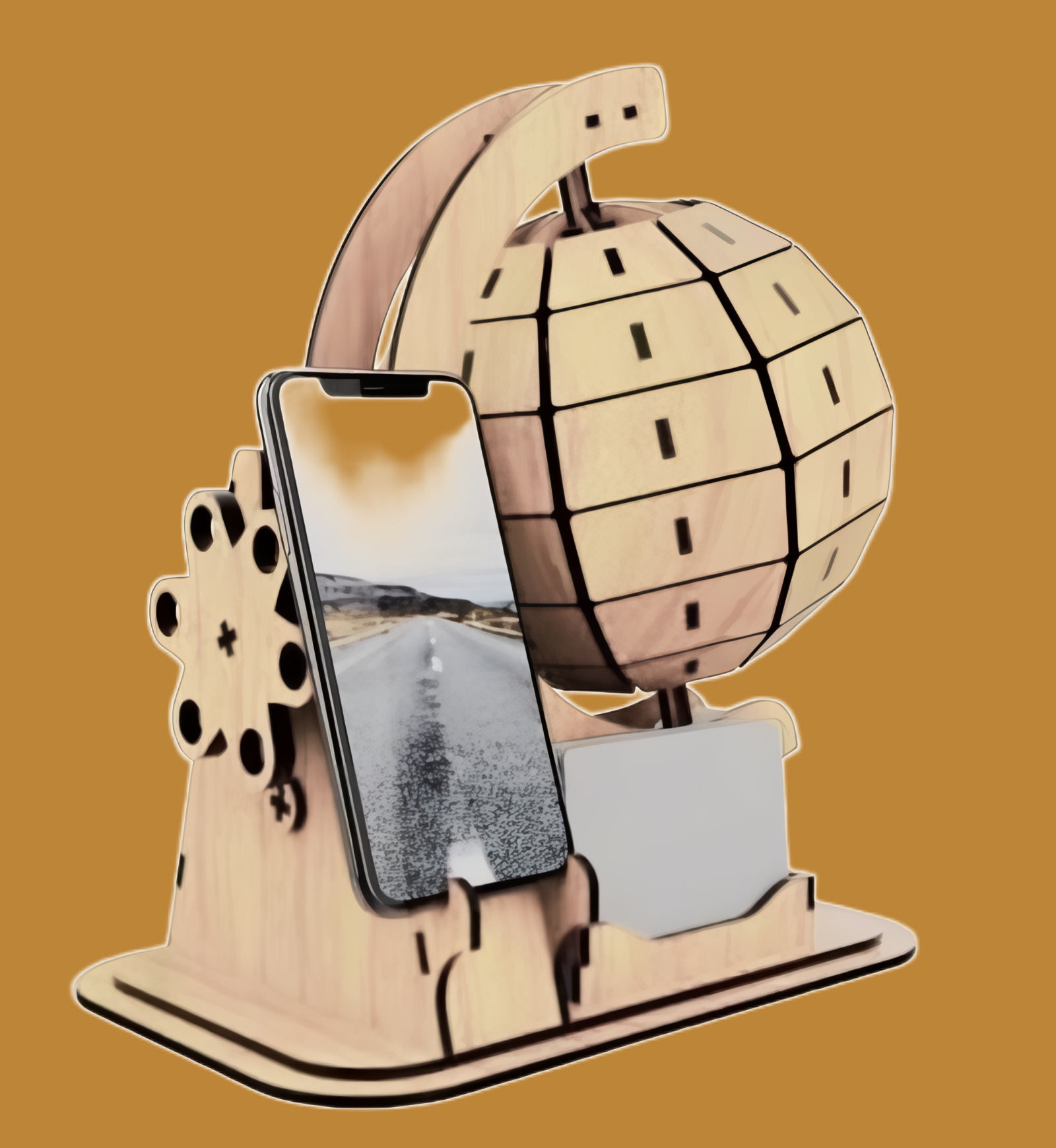 Laser Cut World Globe Table Top Phone Holder Free Vector | Free Files ...