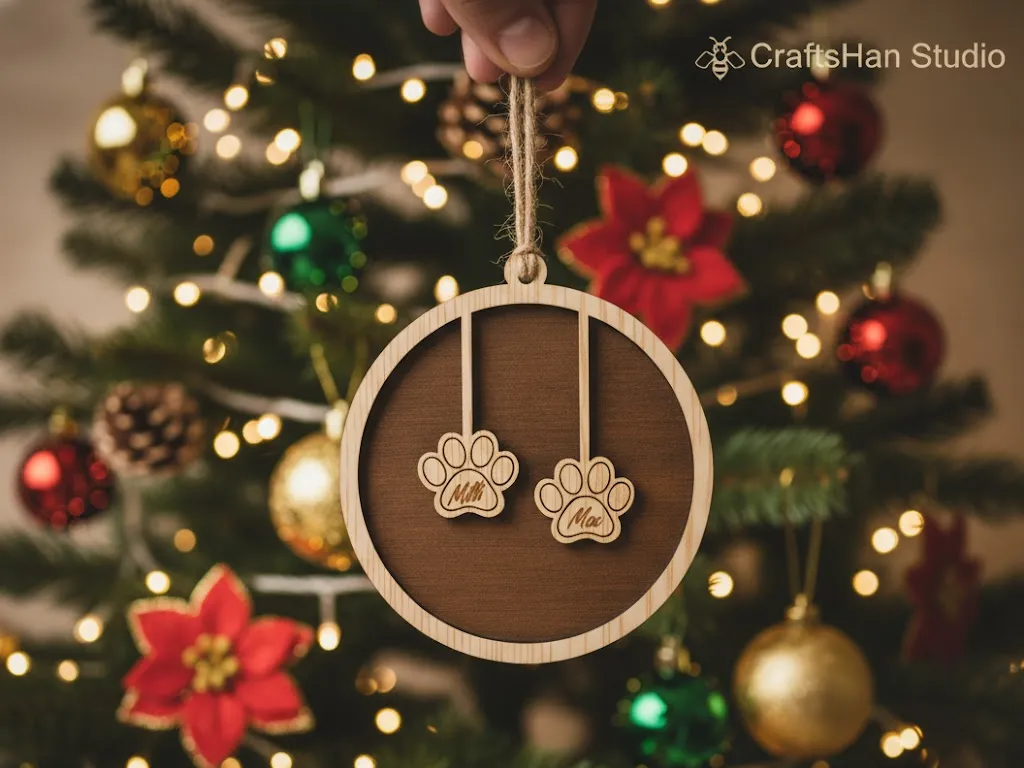 Laser cut and engrave | Laser Cut Wooden Christmas Ornament with ...