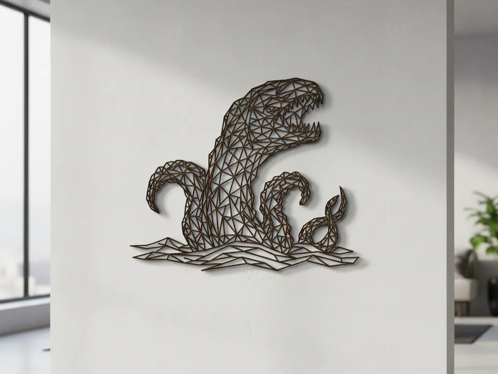 Kraken Wall Art SVG | Laser Cut File | Geometric Low-Poly Mythical ...