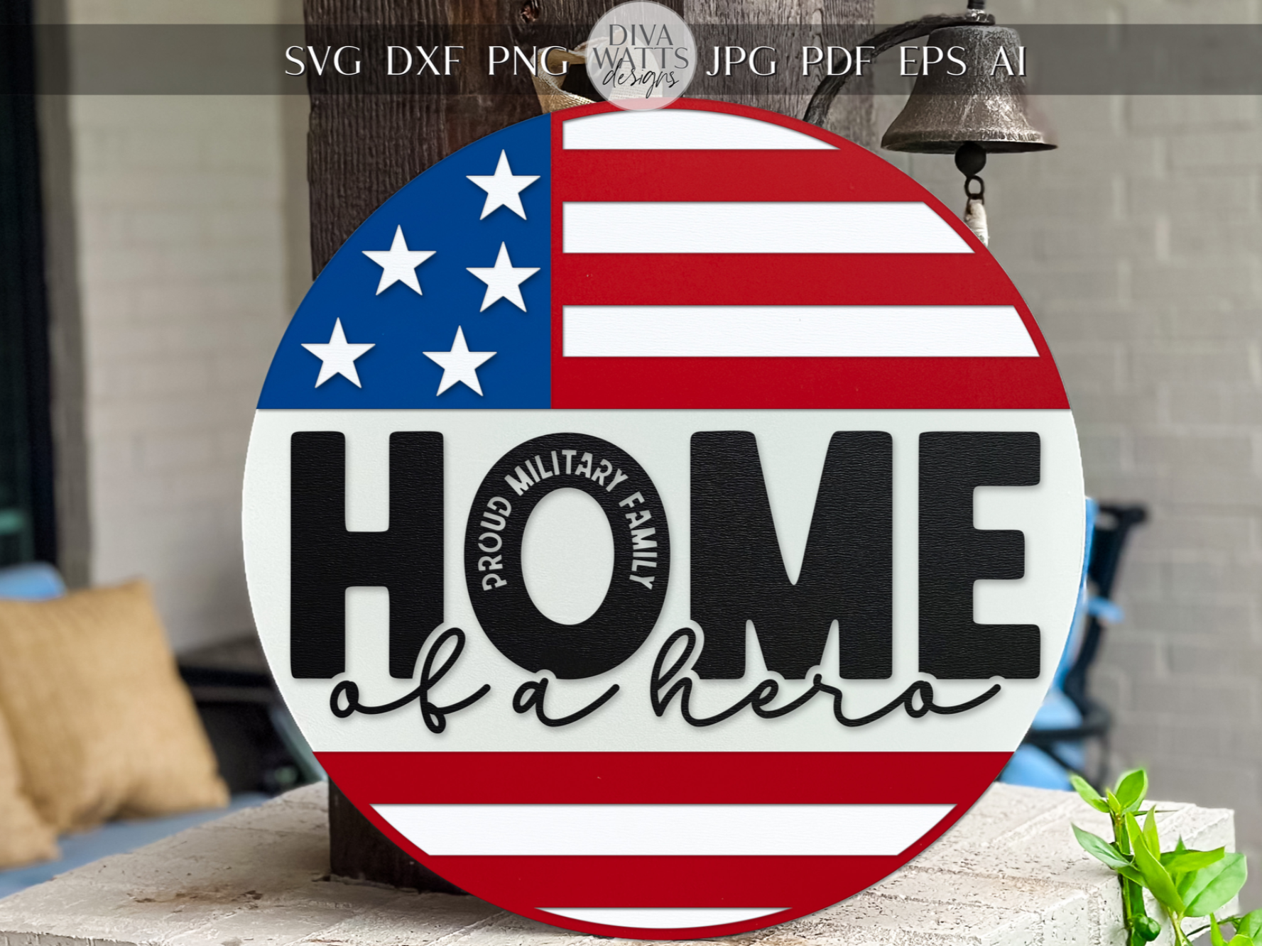 Home of a Hero Door Hanger SVG | Patriotic Military Family Sign Laser ...