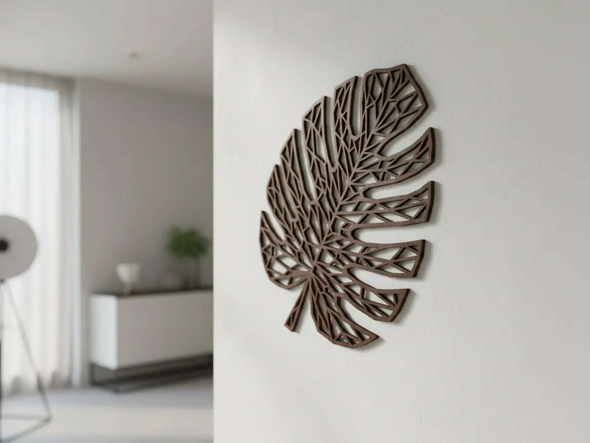 Geometric Monstera Leaf Wall Art SVG | Laser Cut File | Geometric Low ...