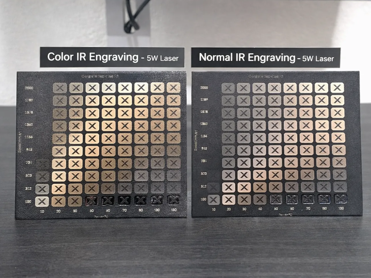PLA IR Color Engraving Swatch Guide (xTool F2 Portable) – Normal vs ...