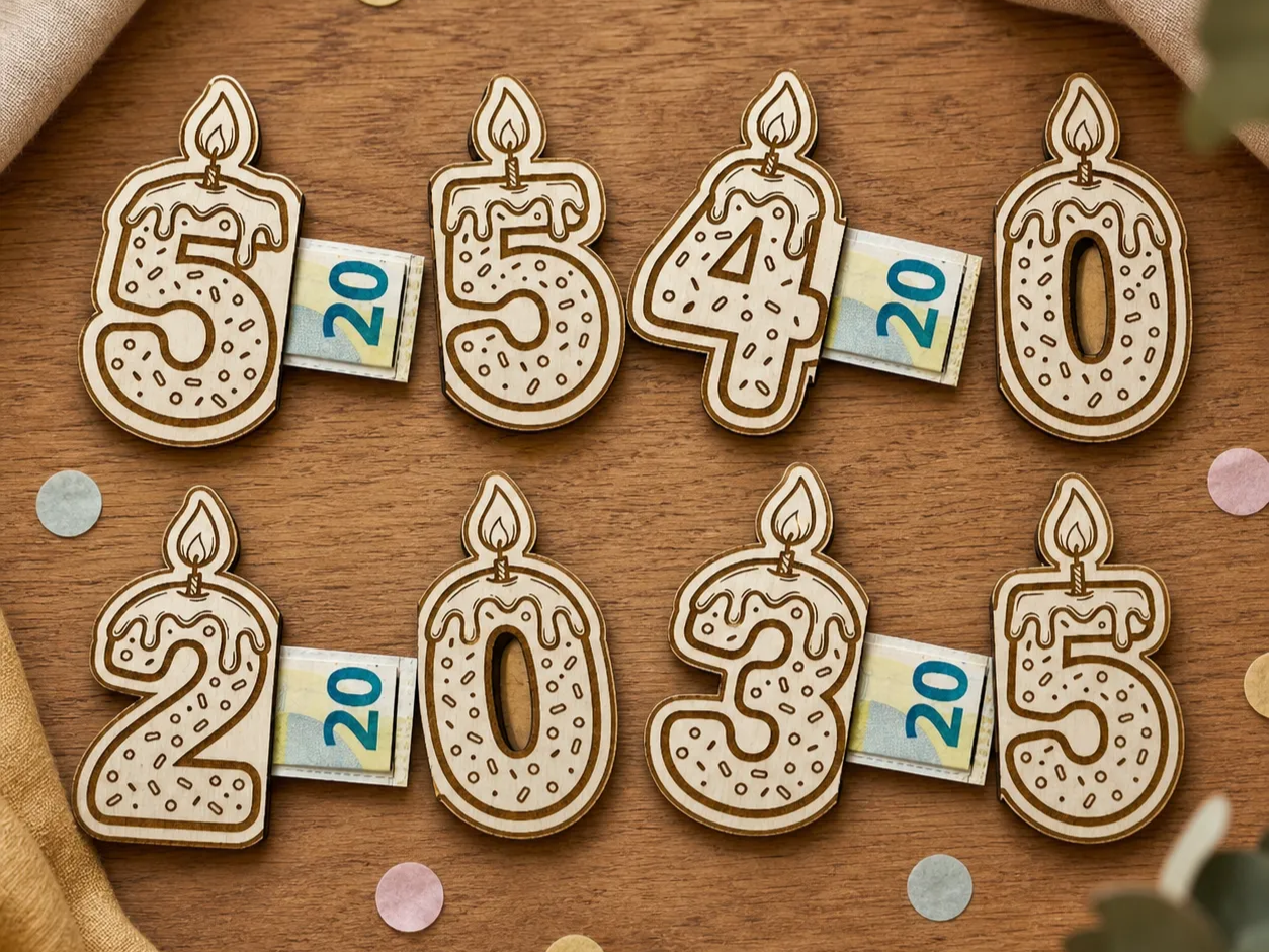 Birthday Numbers Cash Gift Card Holder Laser Cut | Sliding Money Box ...