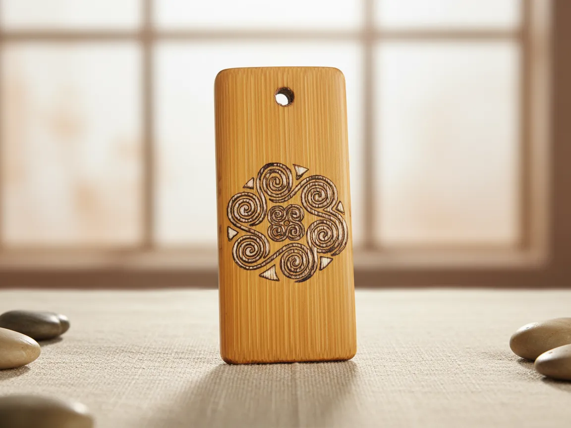 Laser Engraved Bamboo Wooden Pendant with Celtic Spiral Design | Free ...