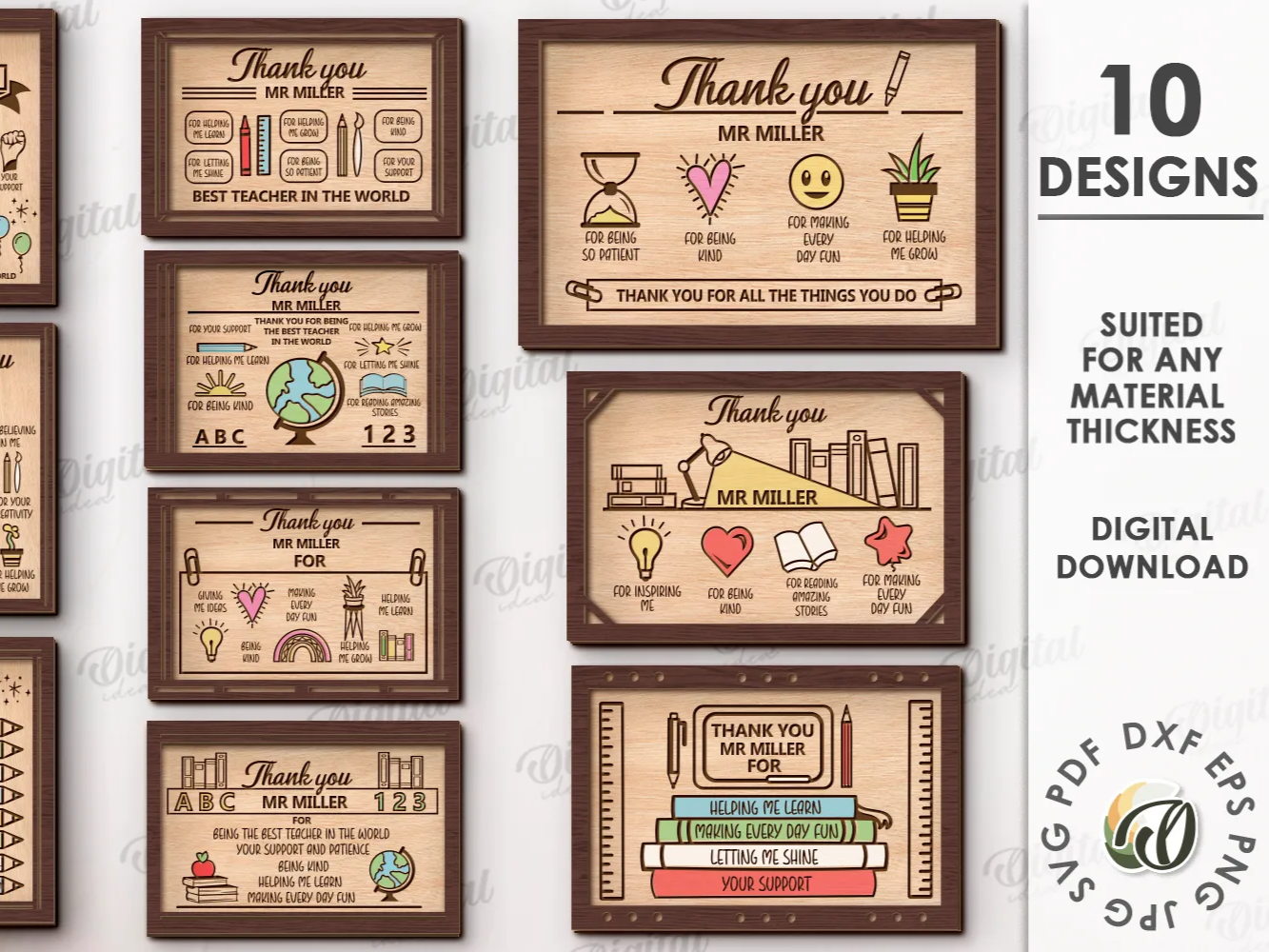 3D Personalized teacher appreciation signs bundle. Thank you teacher ...