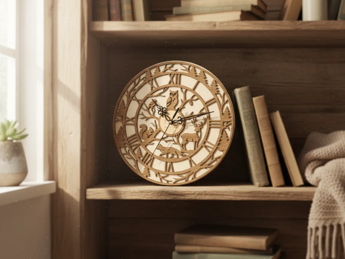 Forest-Themed Wooden Wall Clock | Free Files - Atomm