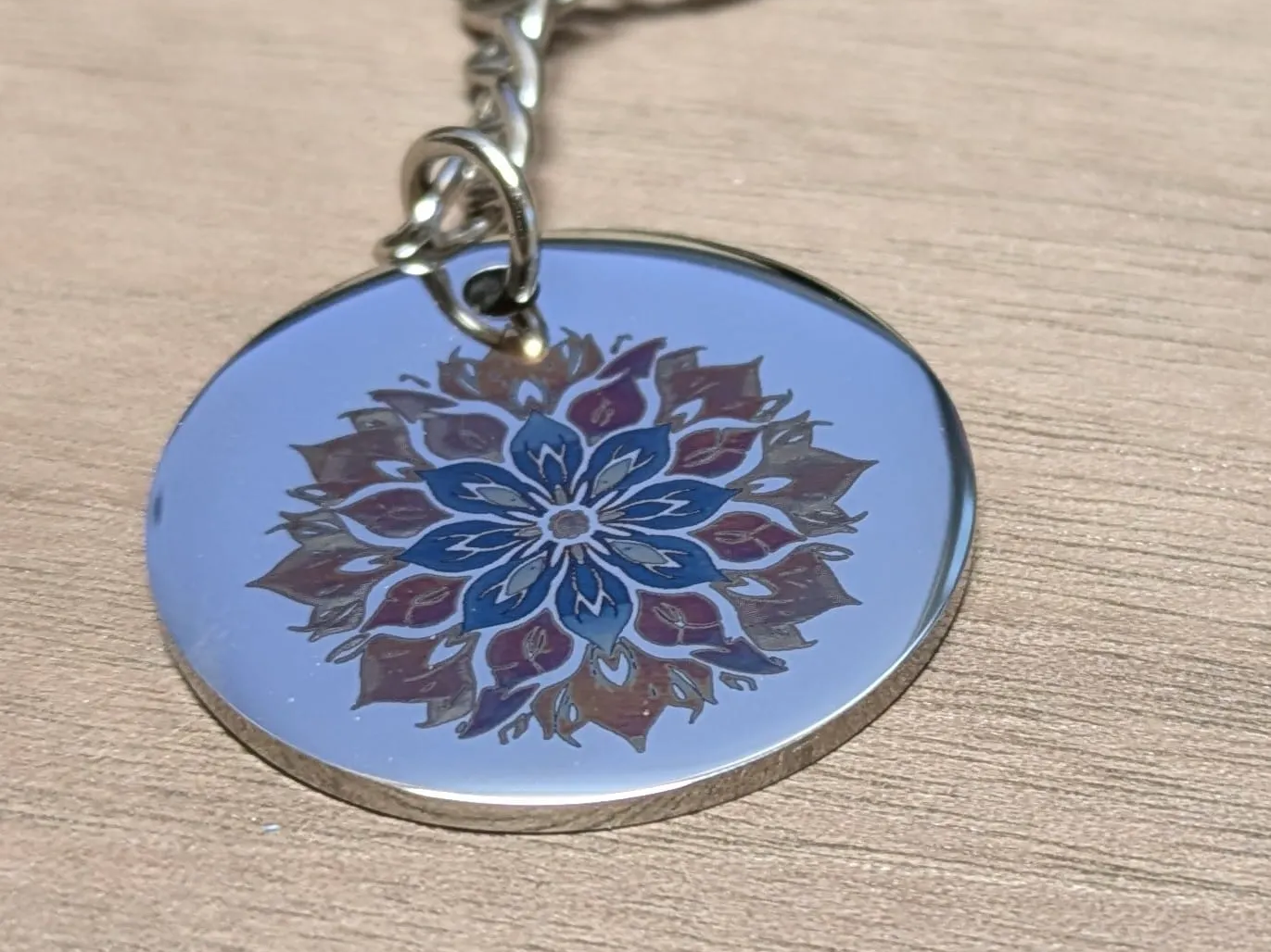Engraved Floral Mandala Metal Keychain Accessory | Free Files - Atomm